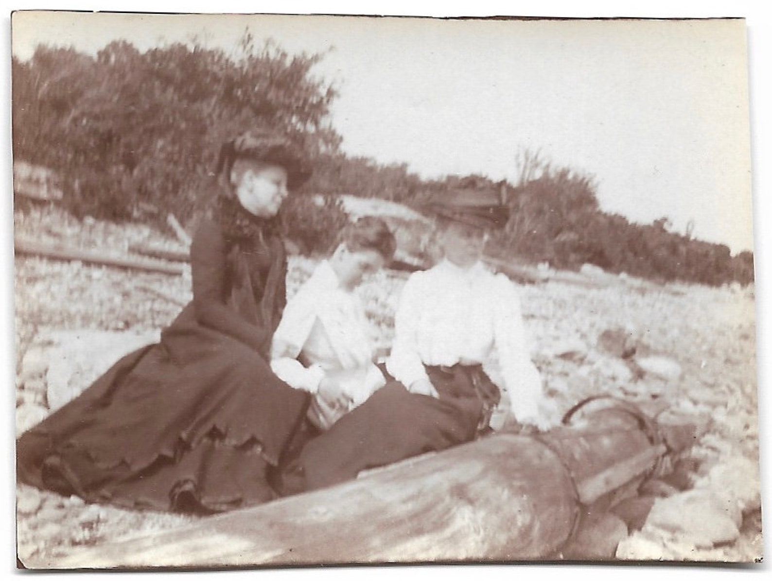 Shipwreck Victorian Women on Rocky Beach Pose With Ships Mast Antique ...