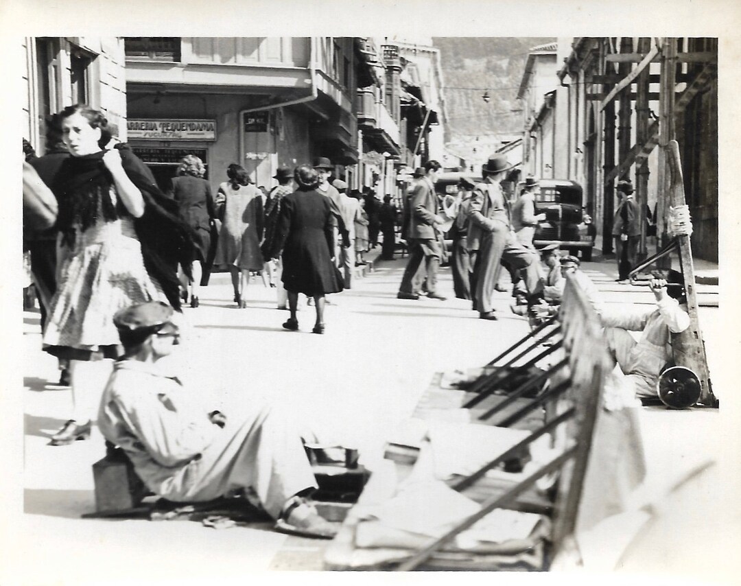Street People Vintage Photo Busy Downtown Street Homeless Beggars ...