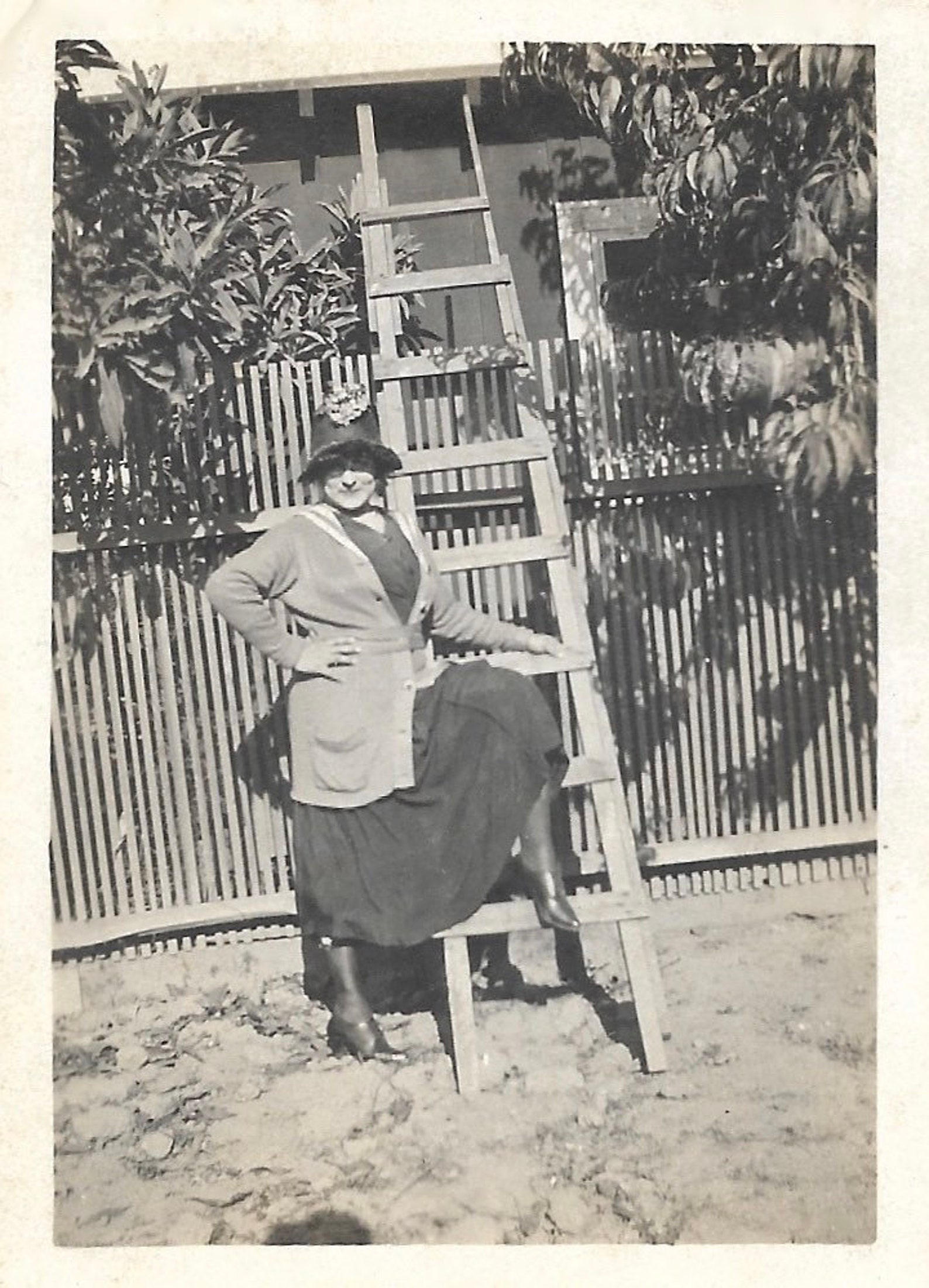 Coy Pose Vintage Photo Woman Poses With Foot on Wooden Ladder - Etsy