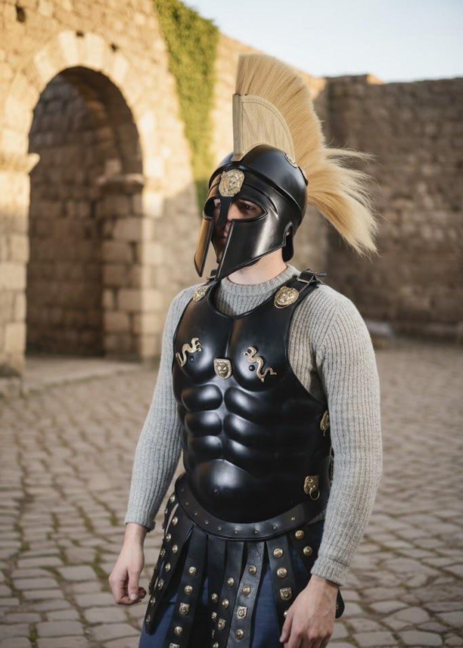 Ancient Greek Hoplite Armor Set Spartan Muscle Cuirass & Corinthian ...