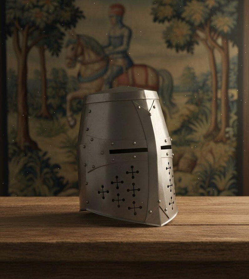 Knight Templar Steel Crusader Helmet Medieval Helmet Wearable Cosplay ...