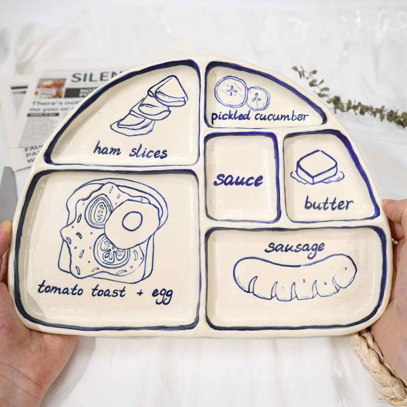 Custom Lunch Snack Tray Personalized Handpainted Breakfast Snack Plate ...