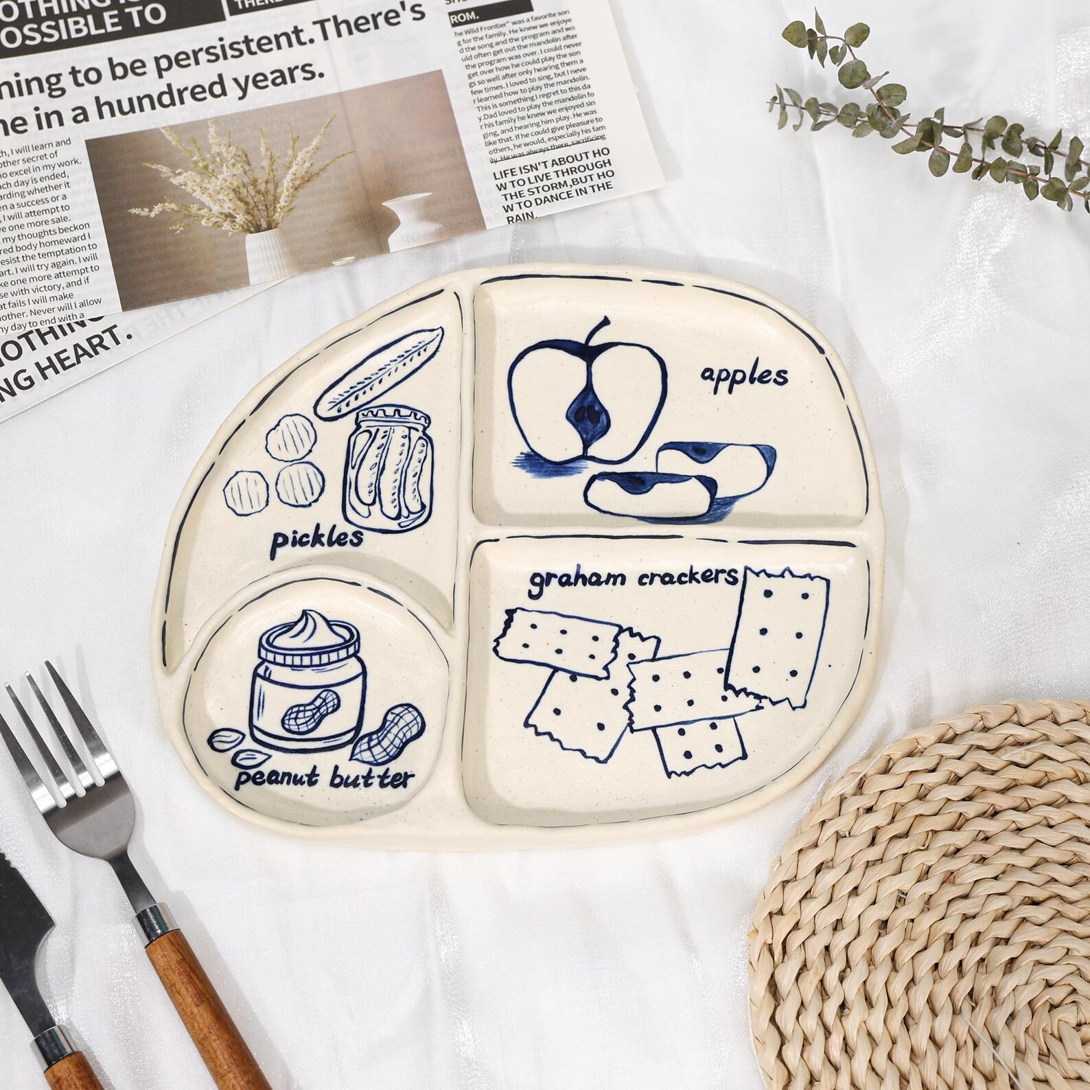 Custom Lunch Snack Tray Personalized Handpainted Breakfast Snack Plate ...