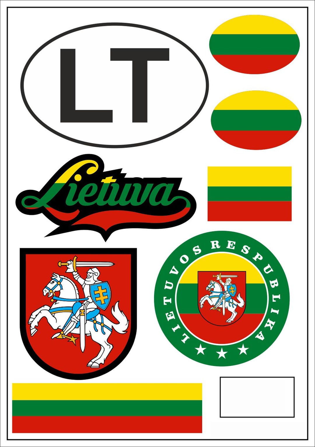 Lithuania Sticker Map 8 Pieces - Car Motorcycle Biker Flag Sticker ...