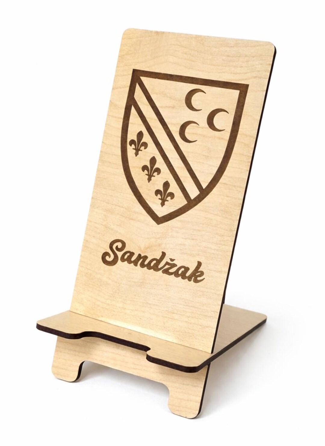 Sandzak Laser Cut Wooden MDF Phone Holder With Flag and Coat of Arms ...