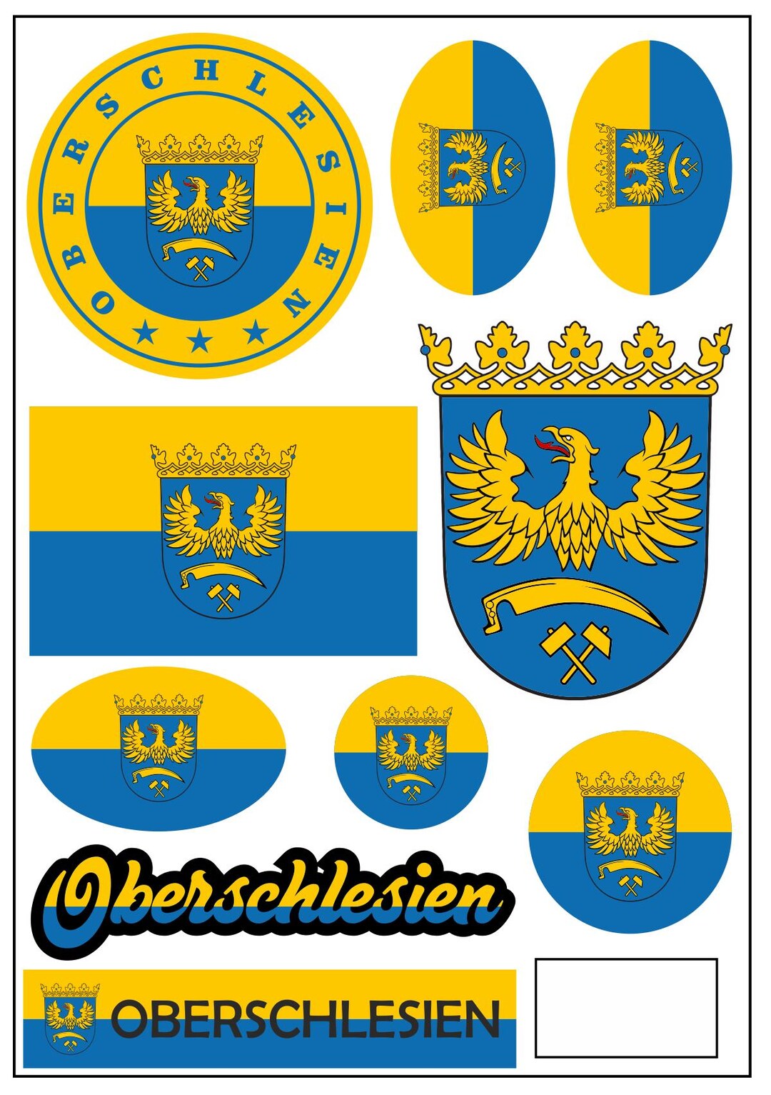 Upper Silesia Sticker Map 10 Pieces - Car Motorcycle Biker Flag Sticker ...