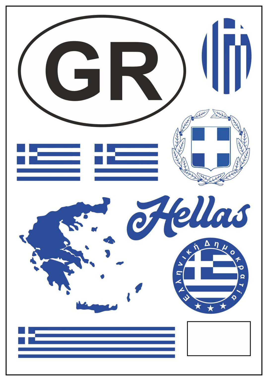 Greece Map Stickers (9 Pieces) - Car, Motorcycle, Biker Flag Stickers ...