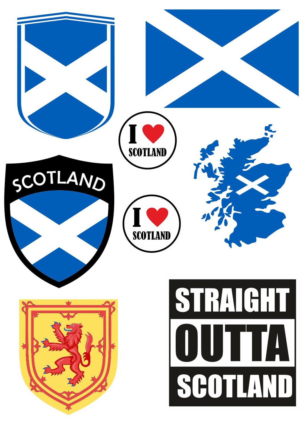 Scotland Sticker Map 8 Pieces - Car Motorcycle Biker Flag Vinyl AKN - Etsy