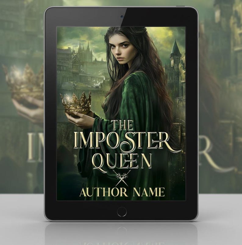 Premade Fantasy Ebook Cover | Imposter Queen, Crown Design (digital ...