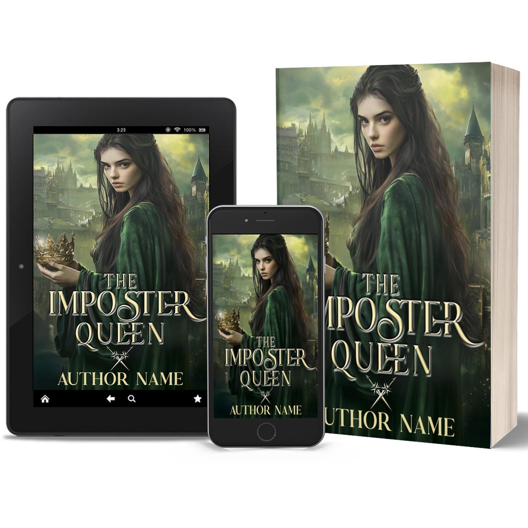 Premade Fantasy Ebook Cover | Imposter Queen, Crown Design (digital ...