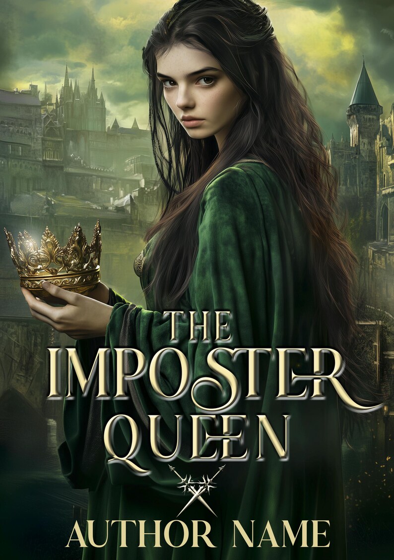 Premade Fantasy Ebook Cover | Imposter Queen, Crown Design (digital ...