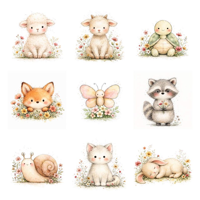 29 Whimsical Woodland Animals Clipart Jpg/pngs • Cute Watercolor Forest ...
