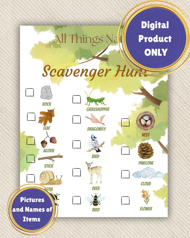 Nature Scavenger Hunt Printable - Etsy