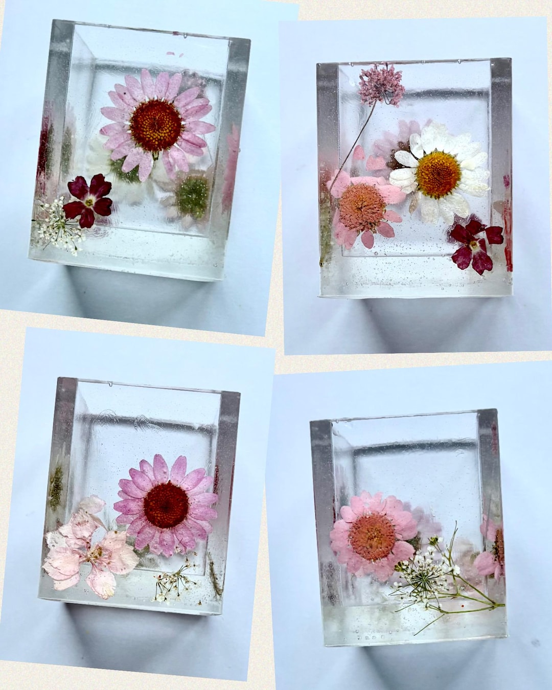 Personalized Resin Pen Holder | Pressed Flower Desk Organizer - Etsy