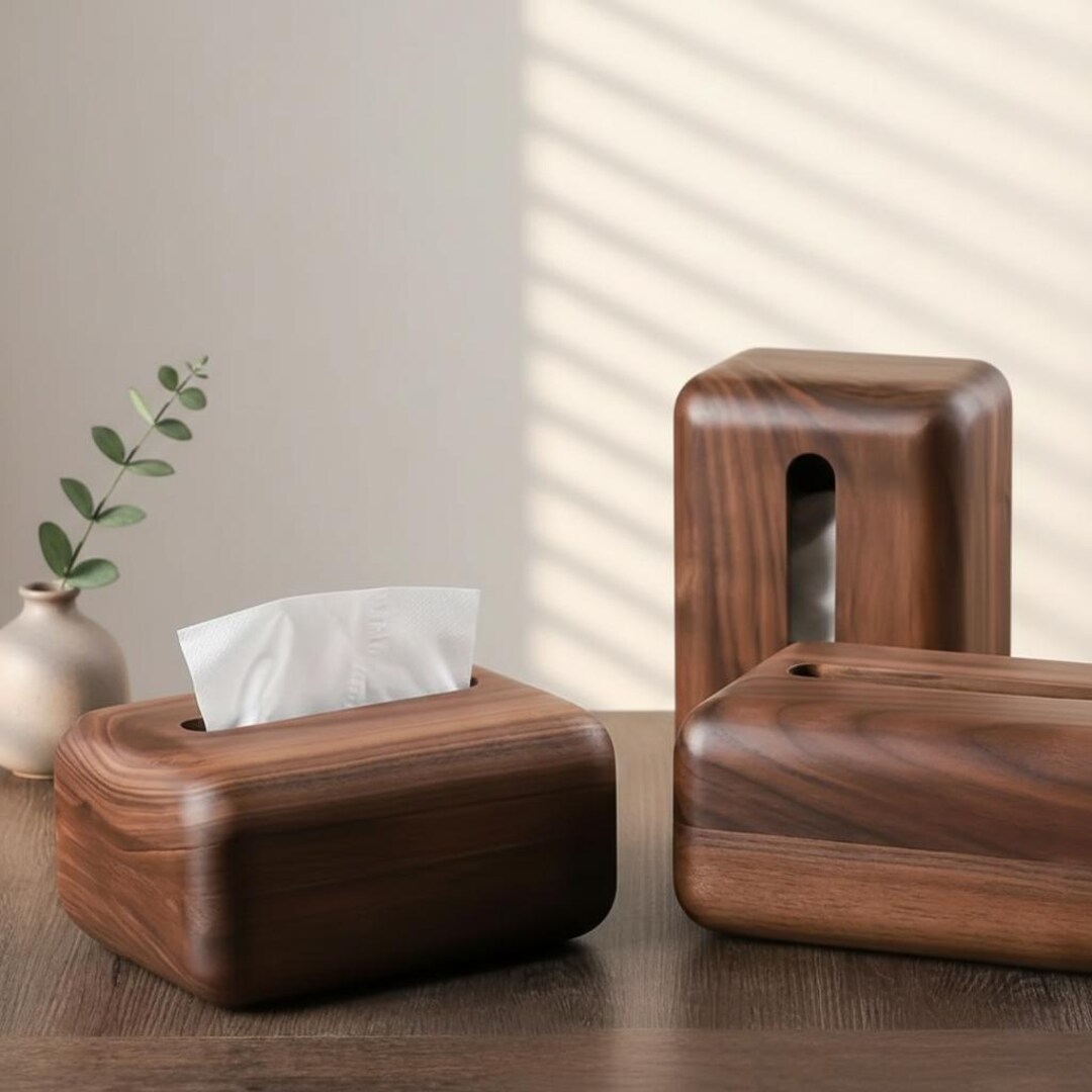 Acacia Wood Tissue Box Cover, Minimalist Magnetic Closure - Etsy Australia