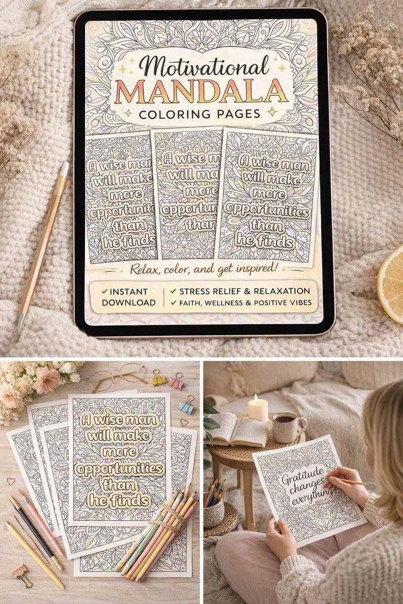 Motivational Mandala Coloring Pages | Inspirational Quotes, Stress ...