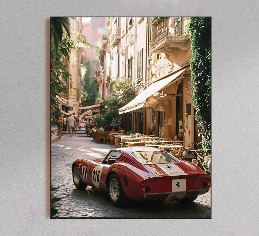 Ferrari Poster, Vintage Italian Street Wall Art, Supercar Print for ...