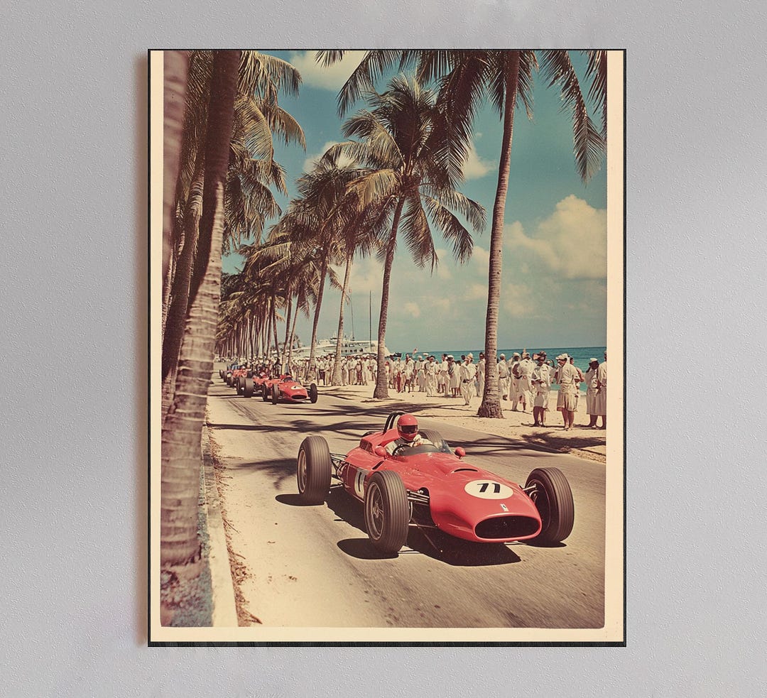 Grand Prix Poster, Beachside Racing Wall Art, Formula 1 Print for ...