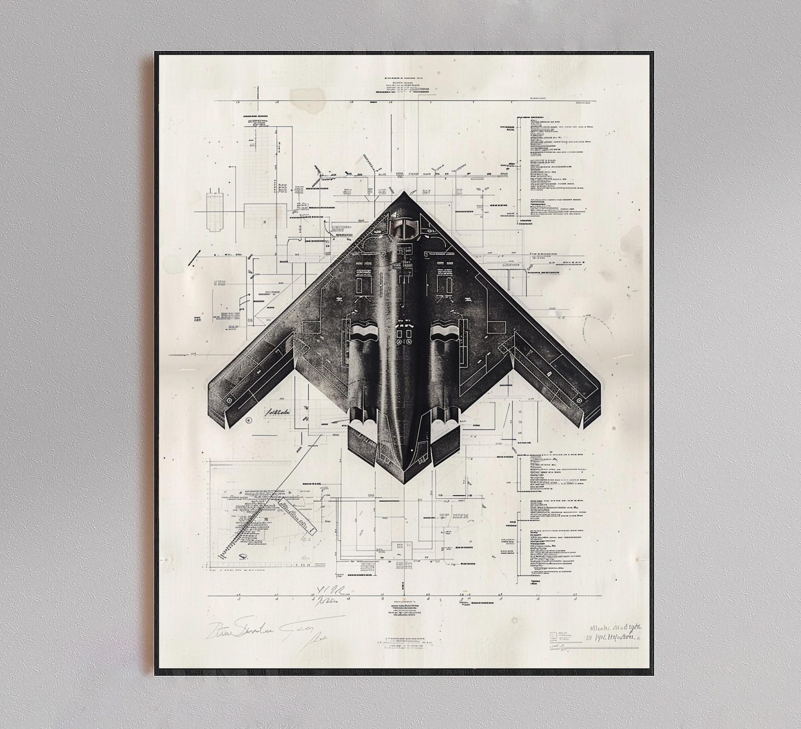 Stealth Bomber Blueprint Rolled Poster | B2 Spirit Bomber Aircraft ...
