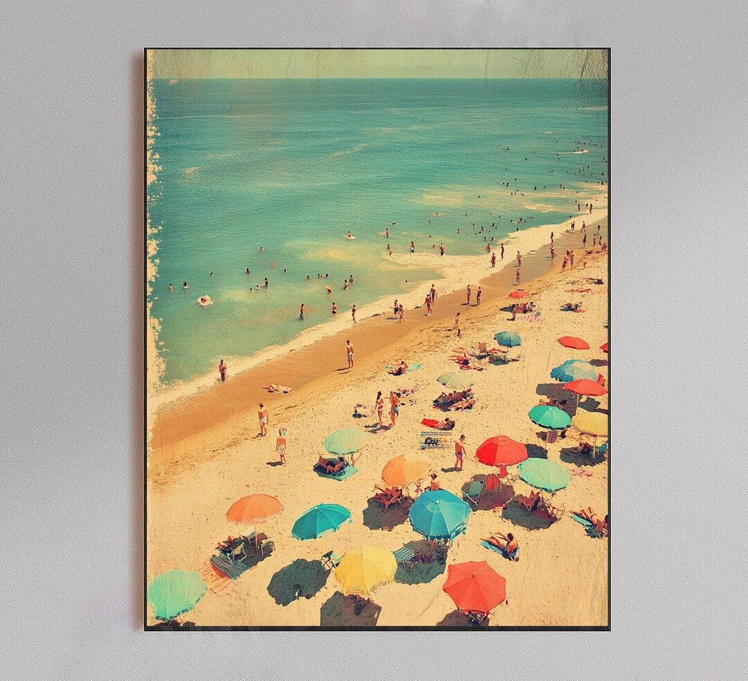 Vintage Beach Scene Rolled Poster | Miami Vintage Print - Etsy