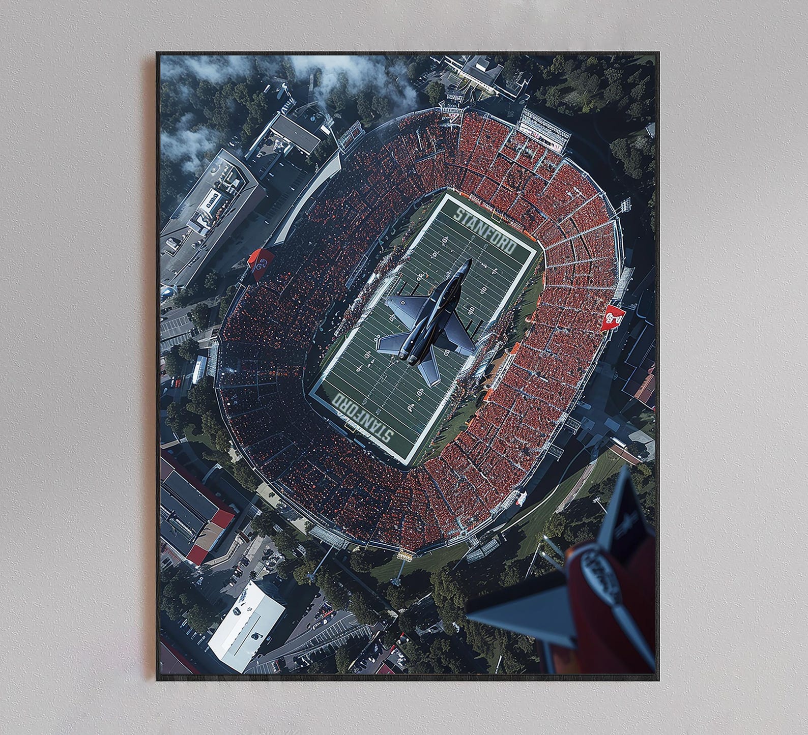 Jet Flying Over Football Stadium Poster | Aerial Jet Football Stadium ...