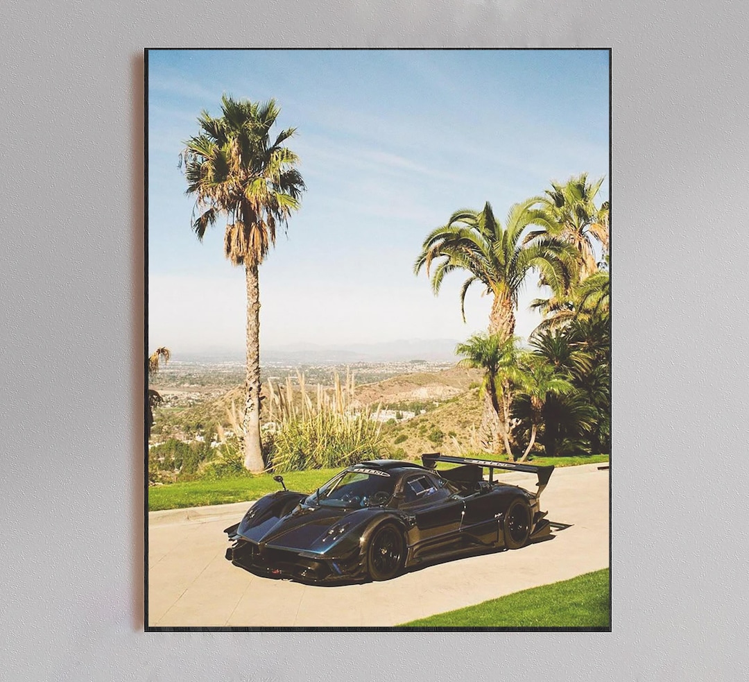 Pagani Poster | Pagani Palm Trees, Luxury Sports Car, California Drive ...
