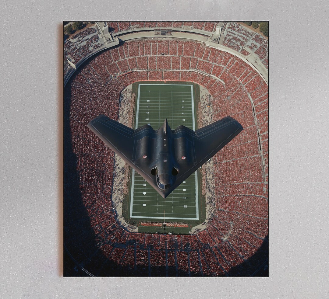 Stealth Bomber Over Football Stadium Rolled Poster | B2 Spirit Poster ...