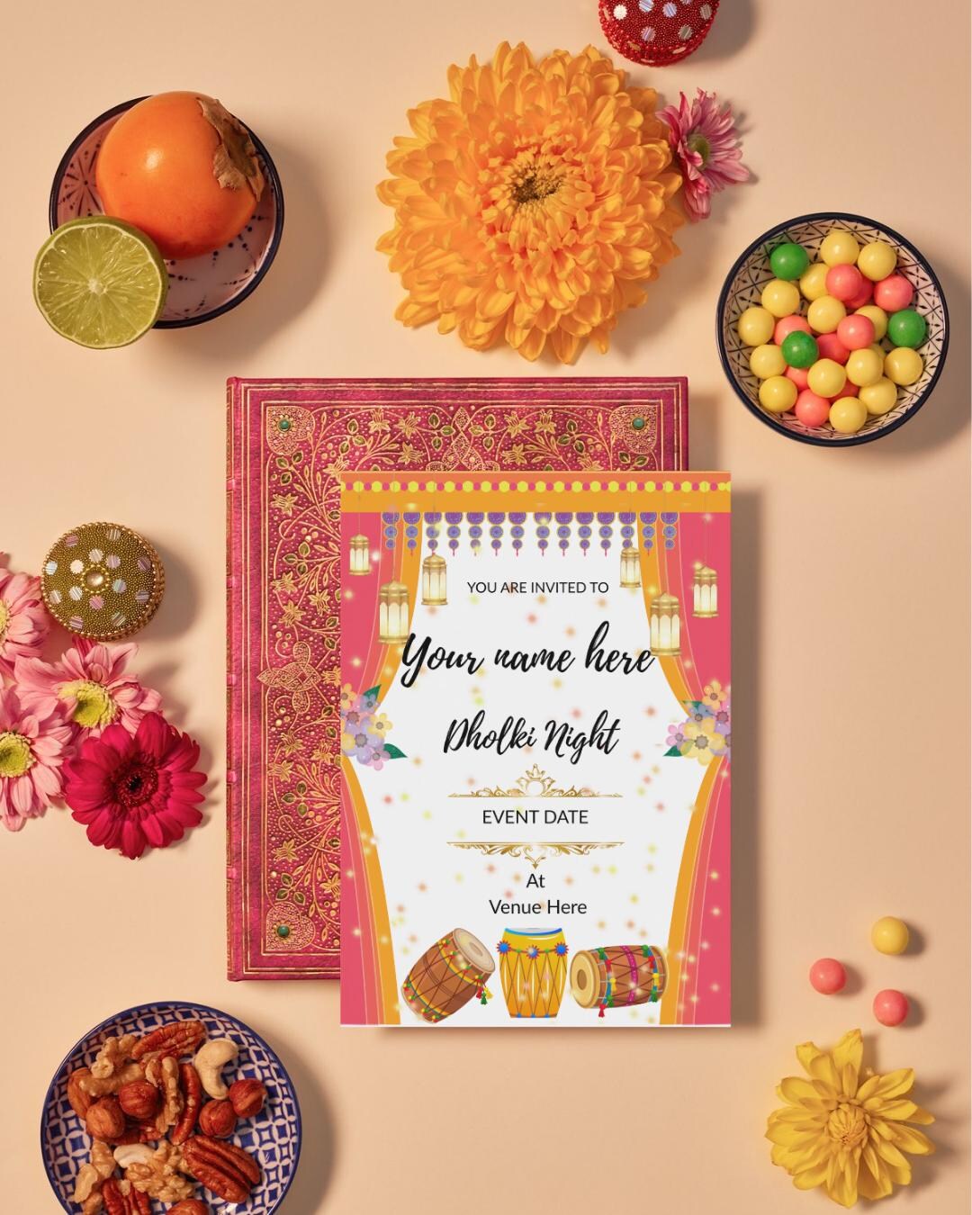 Editable Dholki Night Invitation | Pakistani Wedding Invite | Muslim ...