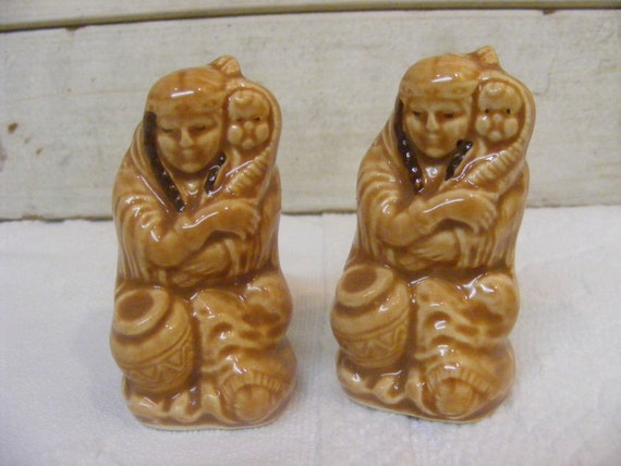 Native American Salt and Pepper Shakers Indian Woman and Baby - Etsy