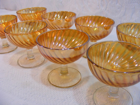 Marigold Carnival Glass // Normandie Sherbet Glassware Home & Living ...