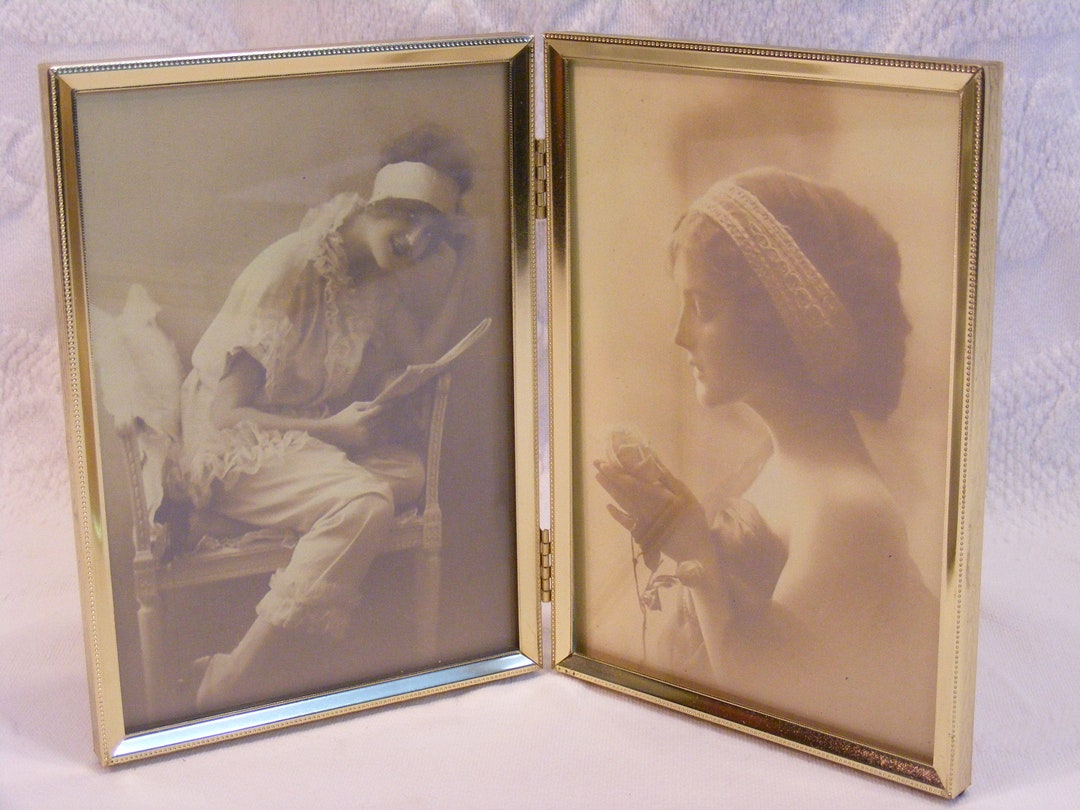 Vintage Bright Brass 5 X 7 Book Style Photo Frames Double - Etsy