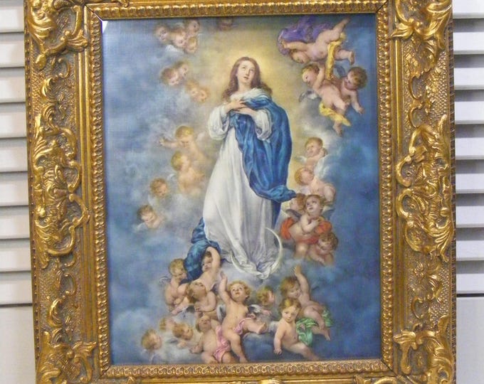 The Assumption of Mary, Lithography on Linen, Gilt Rococo Inspired ...