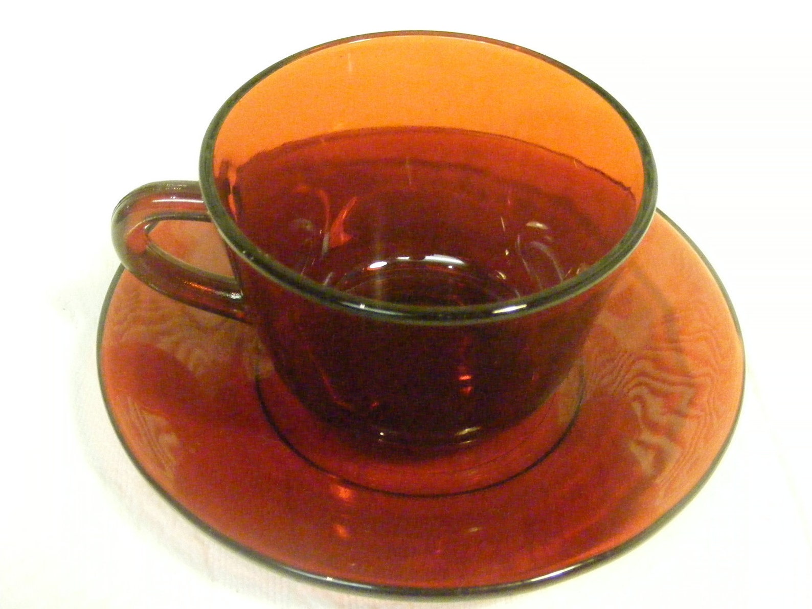 Set of Four Ruby Red Cup and Saucers, Red Glass Cup and Saucers - Etsy