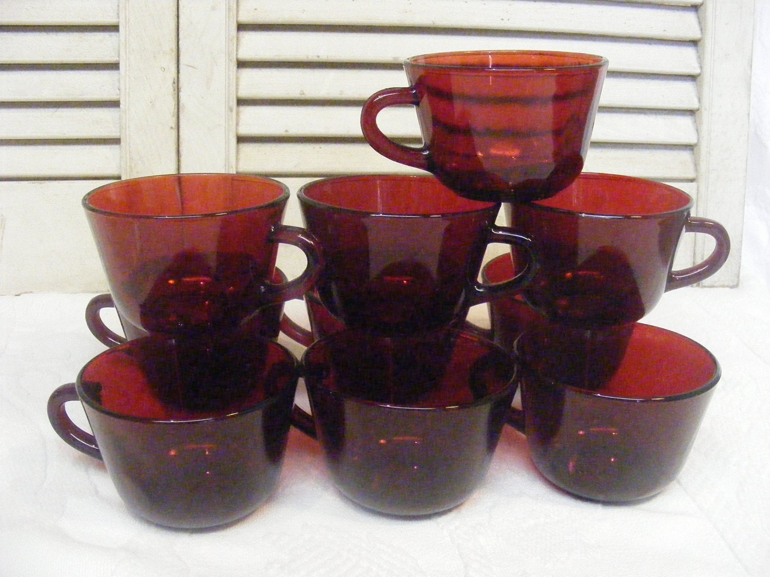 Set of Ten Ruby Red Tea Cups, Punch Bowl Cups, Replacement Cups - Etsy
