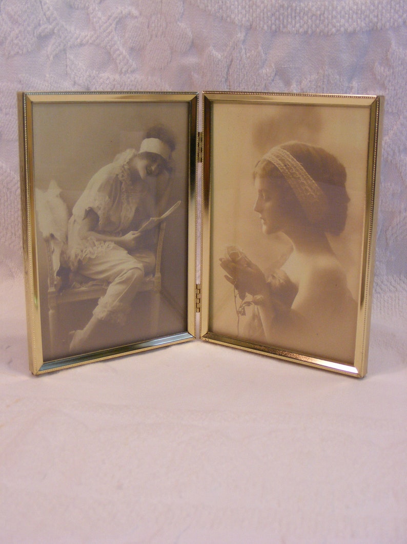 Vintage Bright Brass 5 X 7 Book Style Photo Frames Double - Etsy
