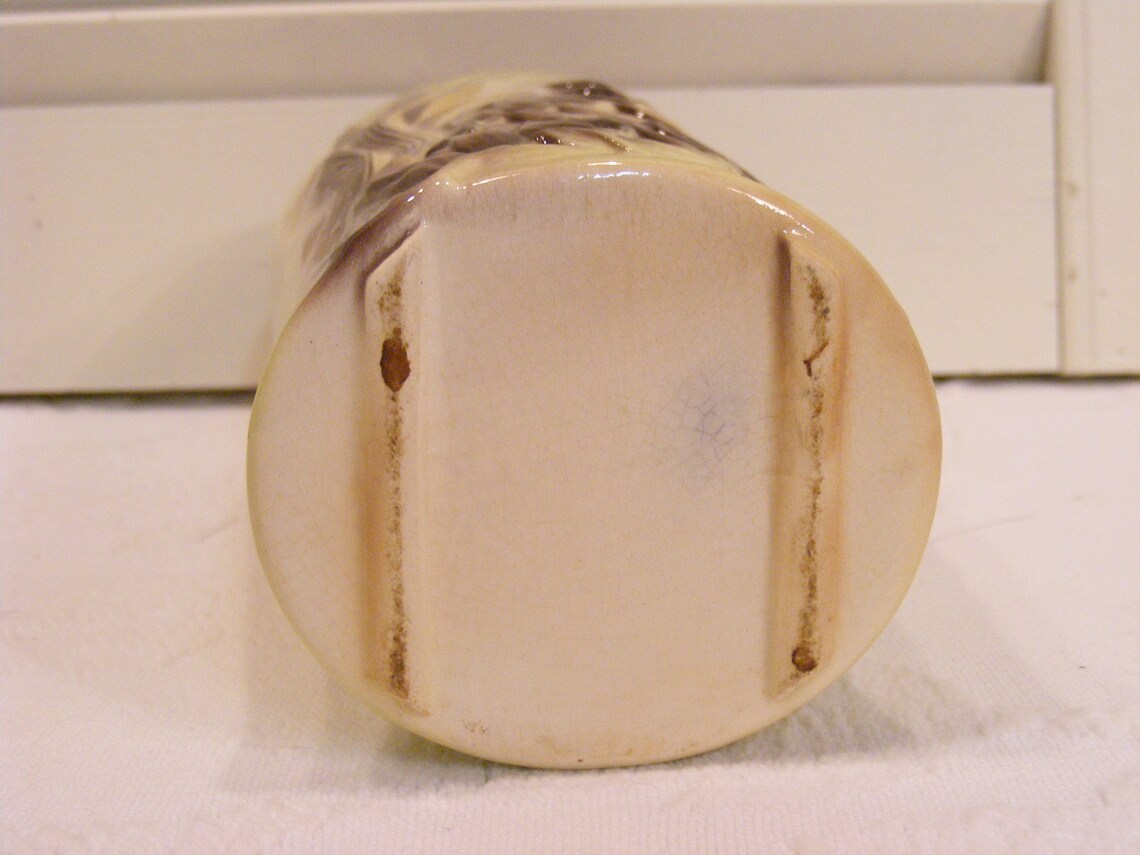 Vintage Embossed Airbrushed Pottery Vase, Botanical Vase, Aquatic Plant ...