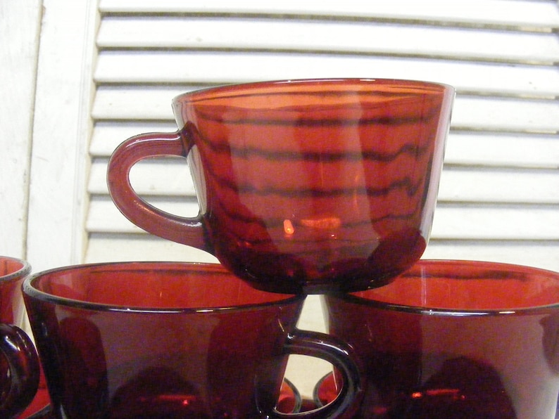 Set of Ten Ruby Red Tea Cups, Punch Bowl Cups, Replacement Cups - Etsy