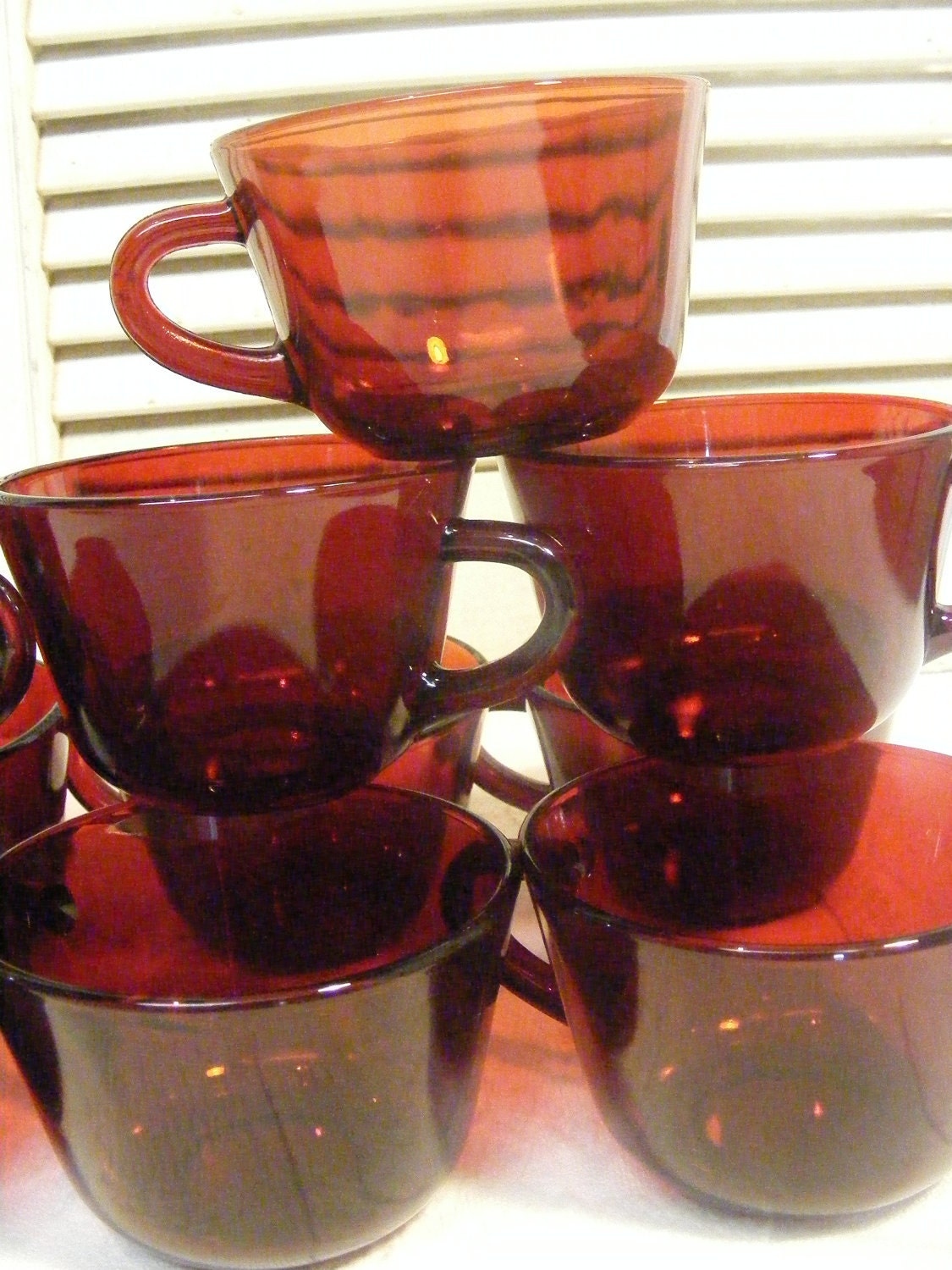 Set of Ten Ruby Red Tea Cups, Punch Bowl Cups, Replacement Cups - Etsy