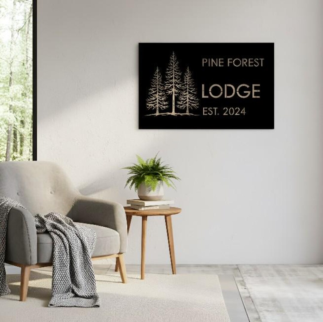 Personalized Lodge Metal Wall Sign, Custom Cabin Pine Forest Decor - Etsy