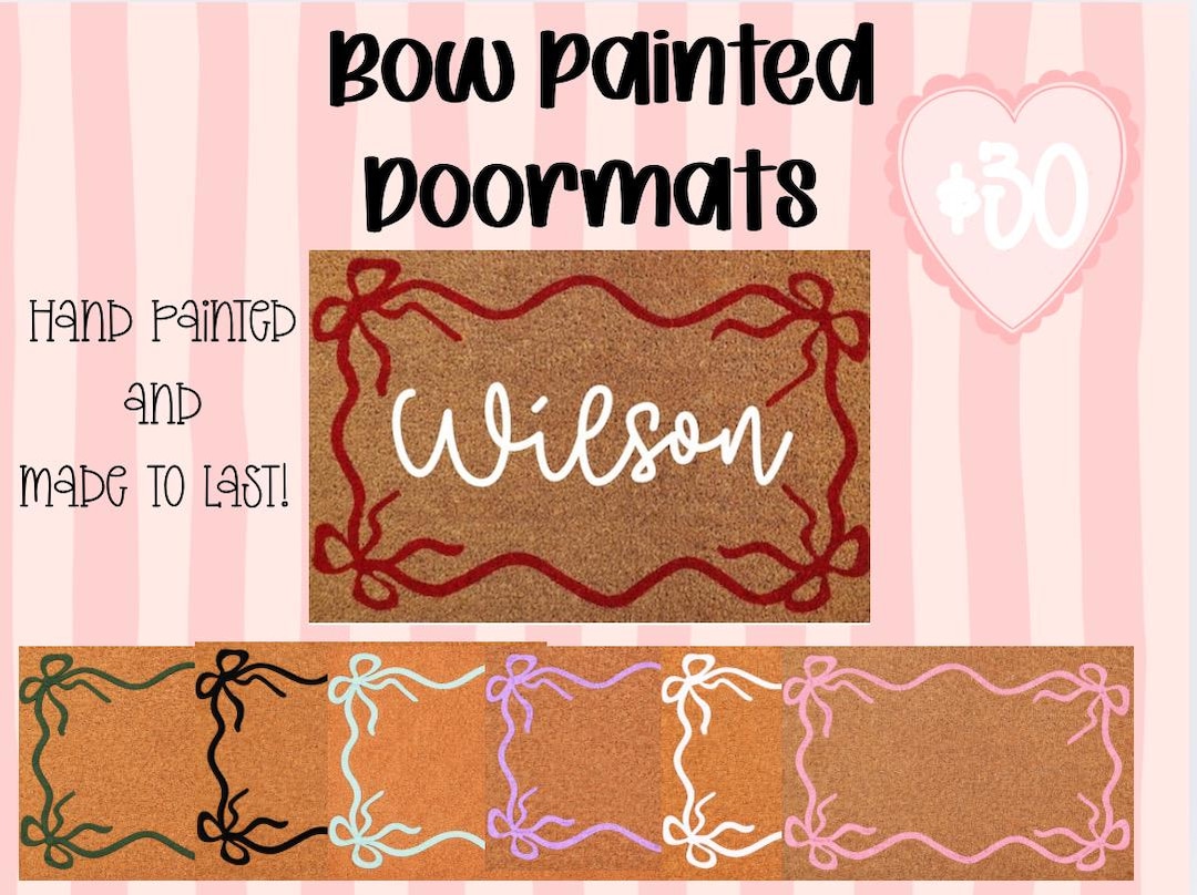 Hand Painted Customizable Bow Design Doormat. - Etsy