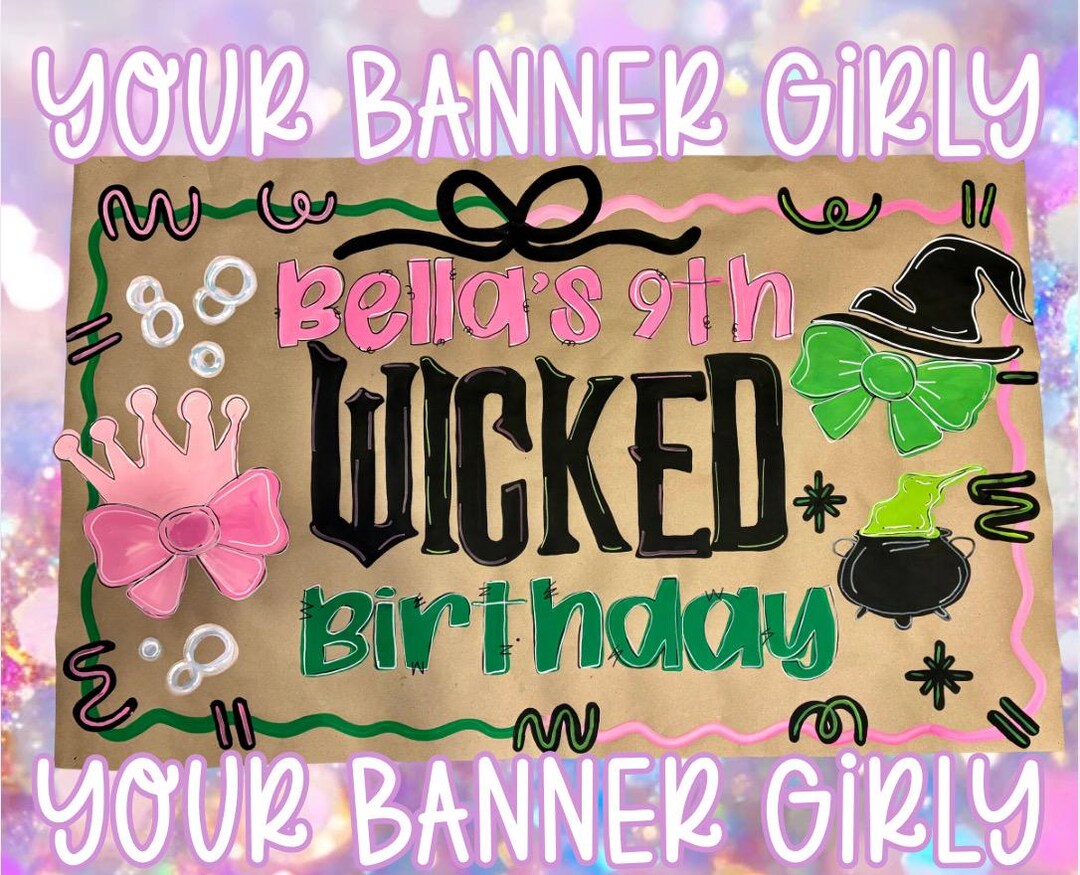 Wicked Theme Custom Painted Banner – Personalized Party Decoration ...