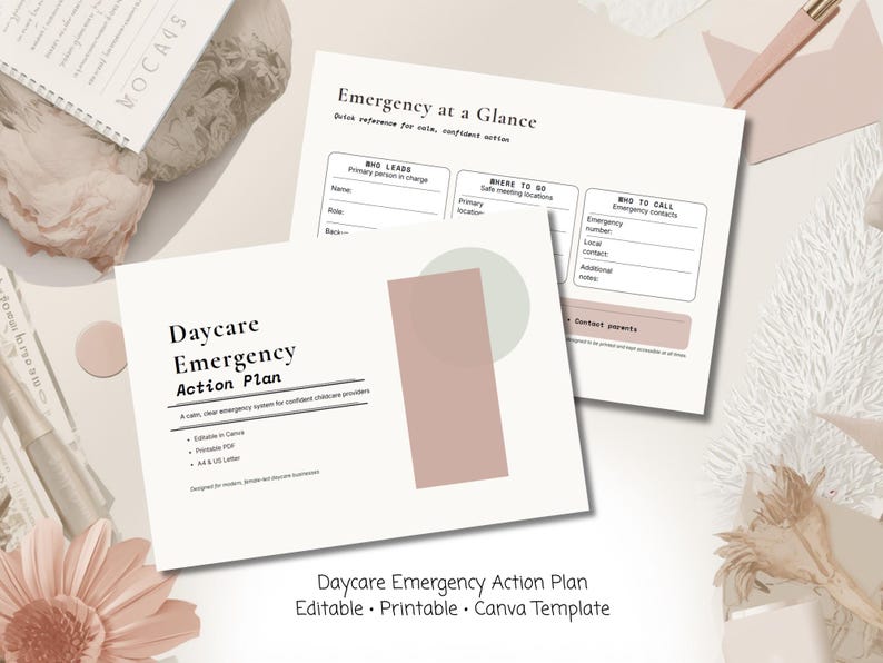Daycare Emergency Action Plan Printable, Editable Canva Childcare ...