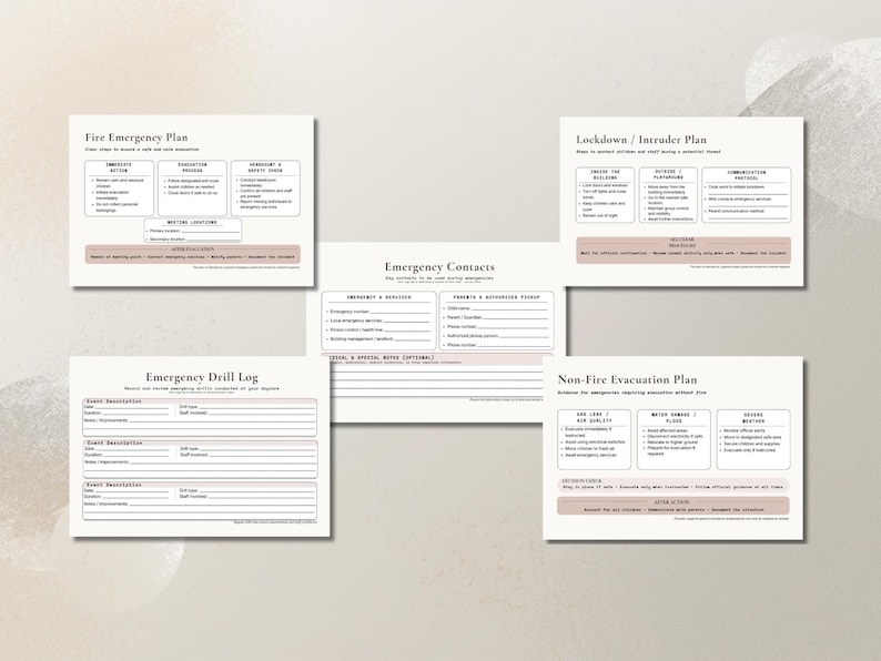 Daycare Emergency Action Plan Printable, Editable Canva Childcare ...