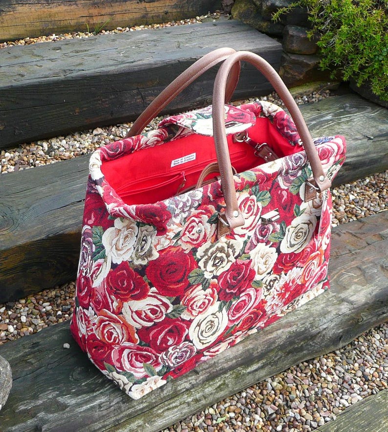 Rose Tapestry Weekender Bag: Mary Poppins Style Carpet Bag - Etsy Canada