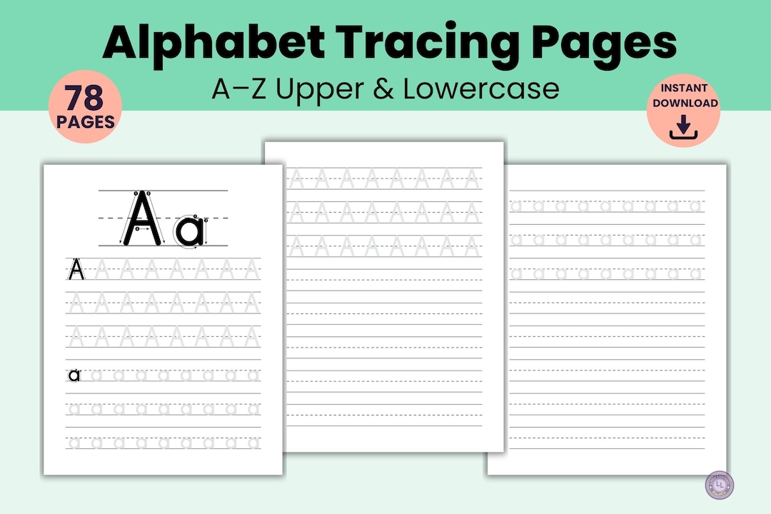 Alphabet Tracing Worksheet | Handwriting Practice A-Z (digital Download ...
