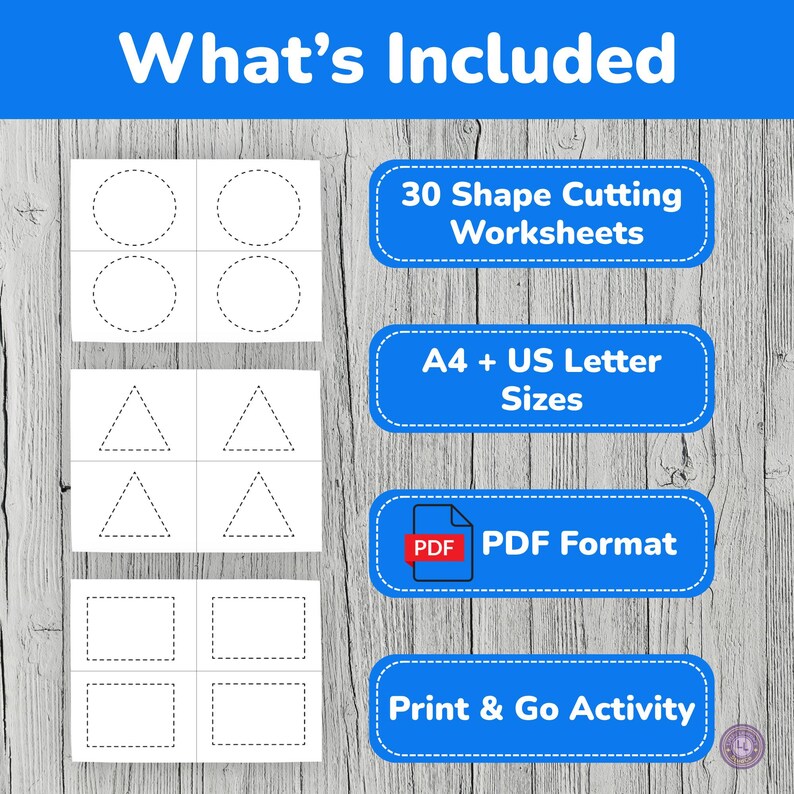 30 Shape Cutting Practice Printable Preschool Scissor Skills Activity ...