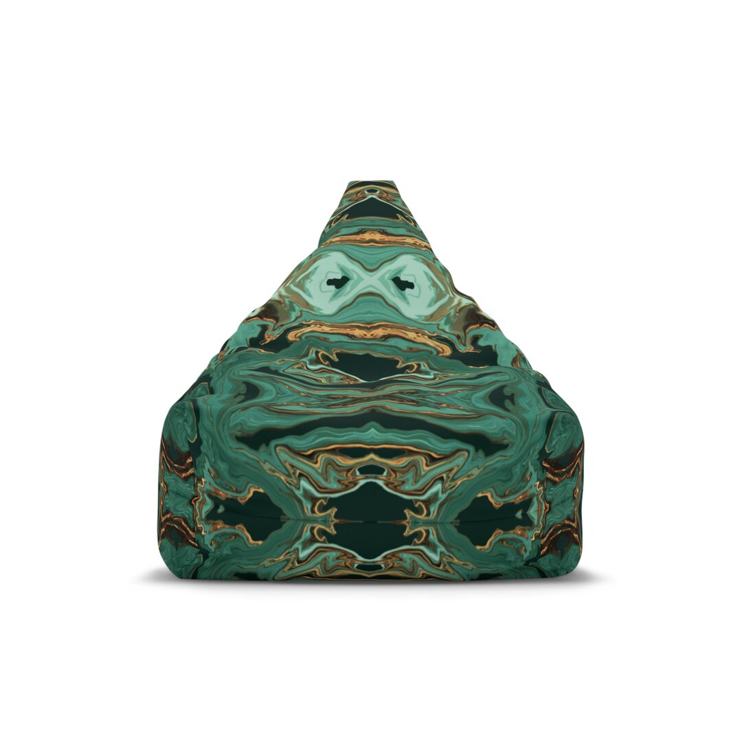 Green Marble Abstract Bean Bag Chair Cover | Swirl Pattern, Boho Decor ...