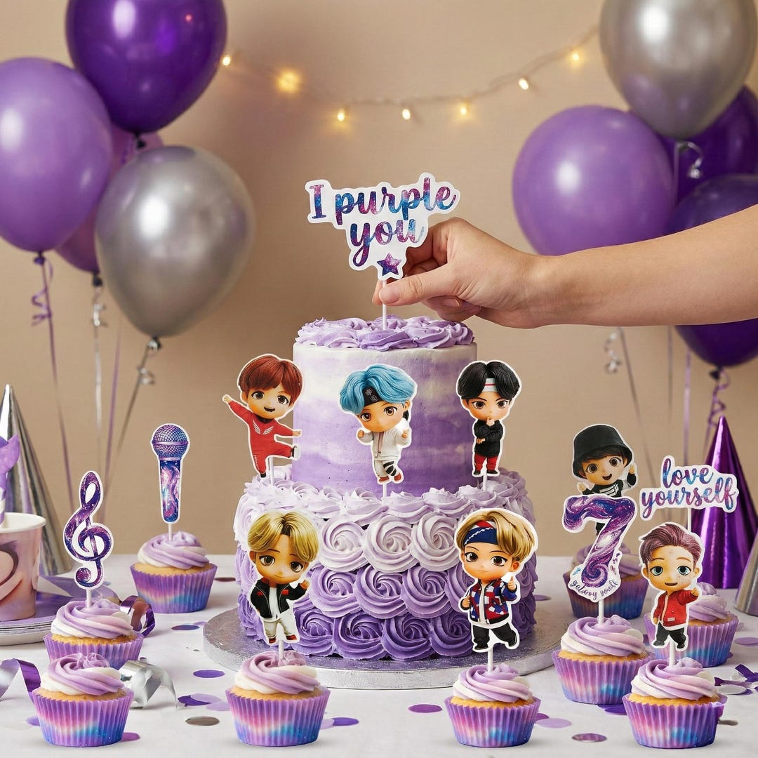 12pcs Cute Cartoon Boy Cupcake Toppers Set, Kawaii Music Theme Cake ...