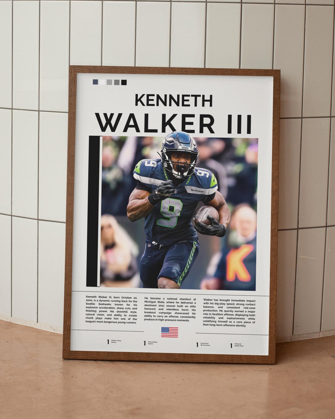 Kenneth Walker Poster, Seattle Seahawks Wall Art, NFL Print, NFL Poster ...