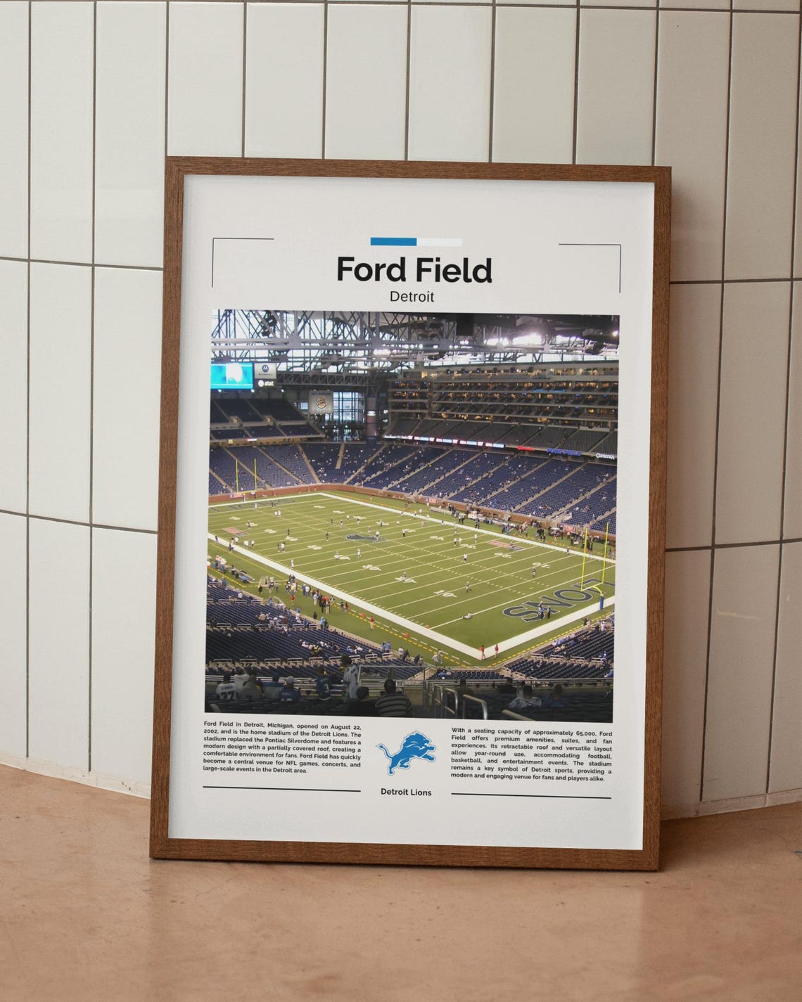 Ford Field Stadium Poster, Detroit Lions Wall Art, Lions Print, NFL ...